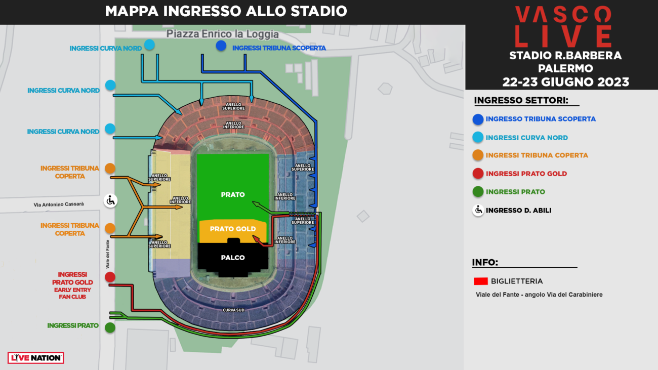 Concerto Vasco Rossi a Palermo: i cancelli dello Stadio aprono alle 15. ...